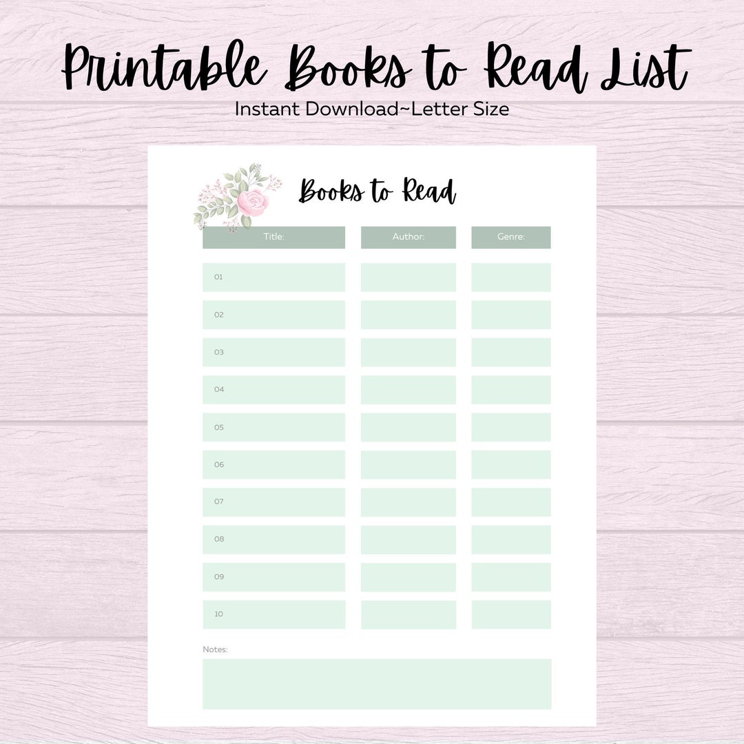 Printable Books to Read Page, Reading Planner, Printable Planner ...