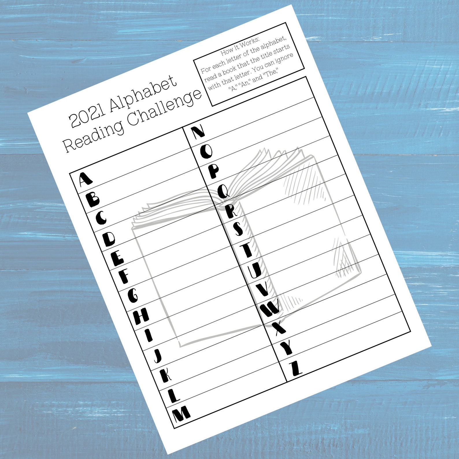 2021 Alphabet Reading Challenge Tracker Book Tracker | Etsy