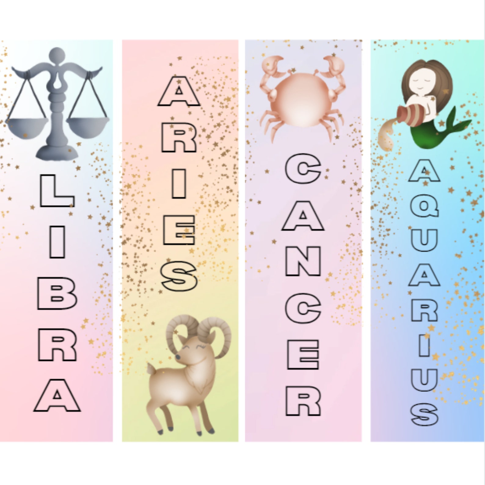 Zodiac Bookmarks - Zodiac Signs - Set of 12 - Digital Download ...