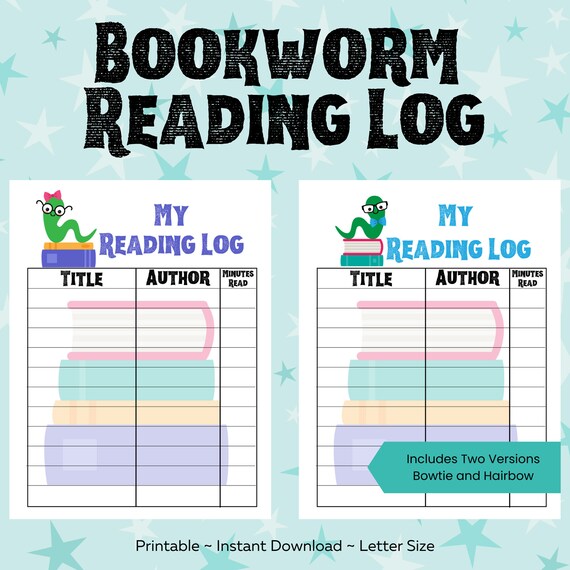 Reading Log for Kids Printable Kids Reading Tracker - Etsy