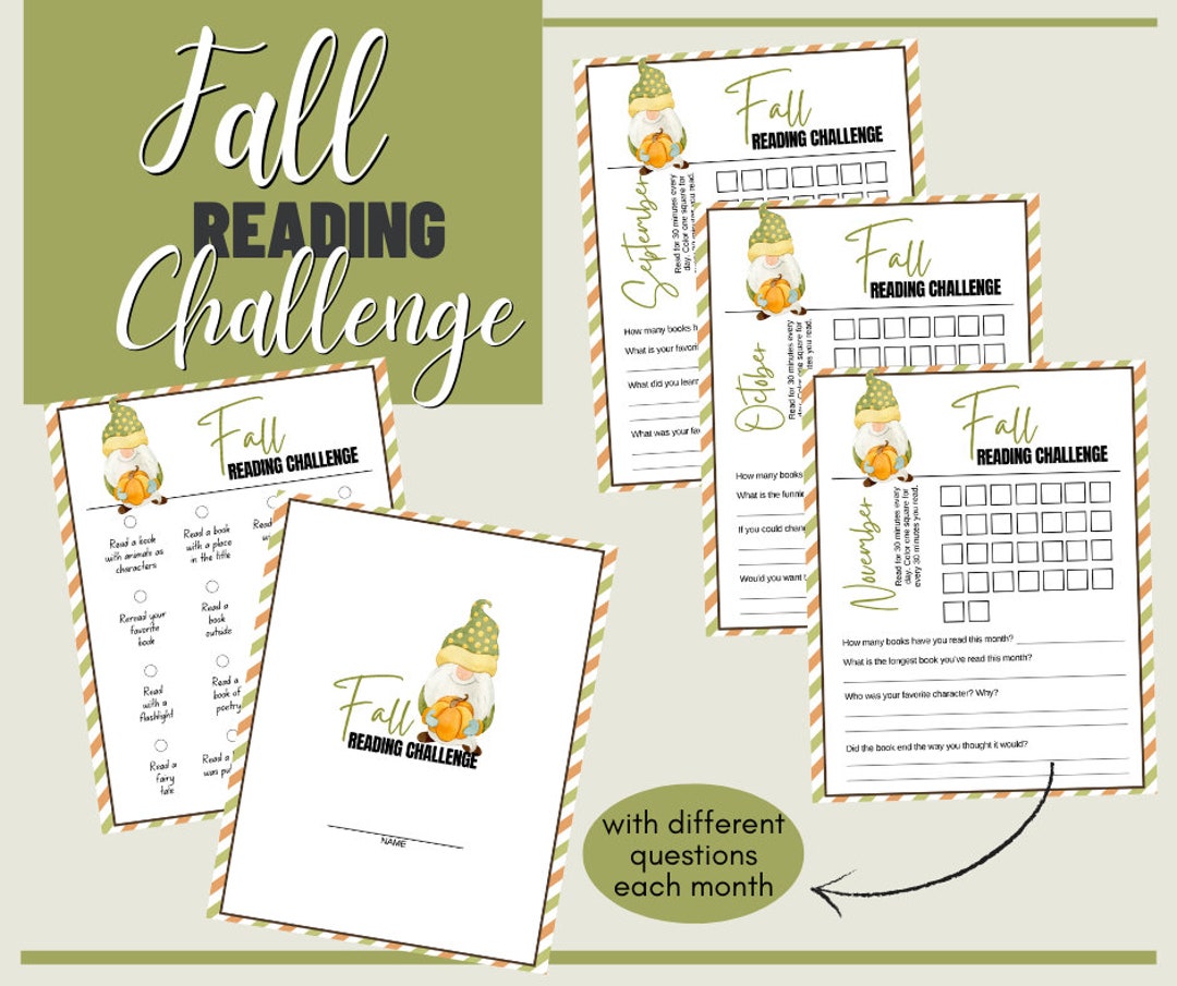 Fall Reading Challenge | Reading Progress Tracker | Reading Journal ...