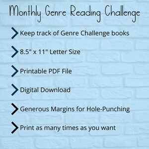 2025 Monthly Genre Reading Challenge Tracker ~ Book Tracker ~ Reading ...
