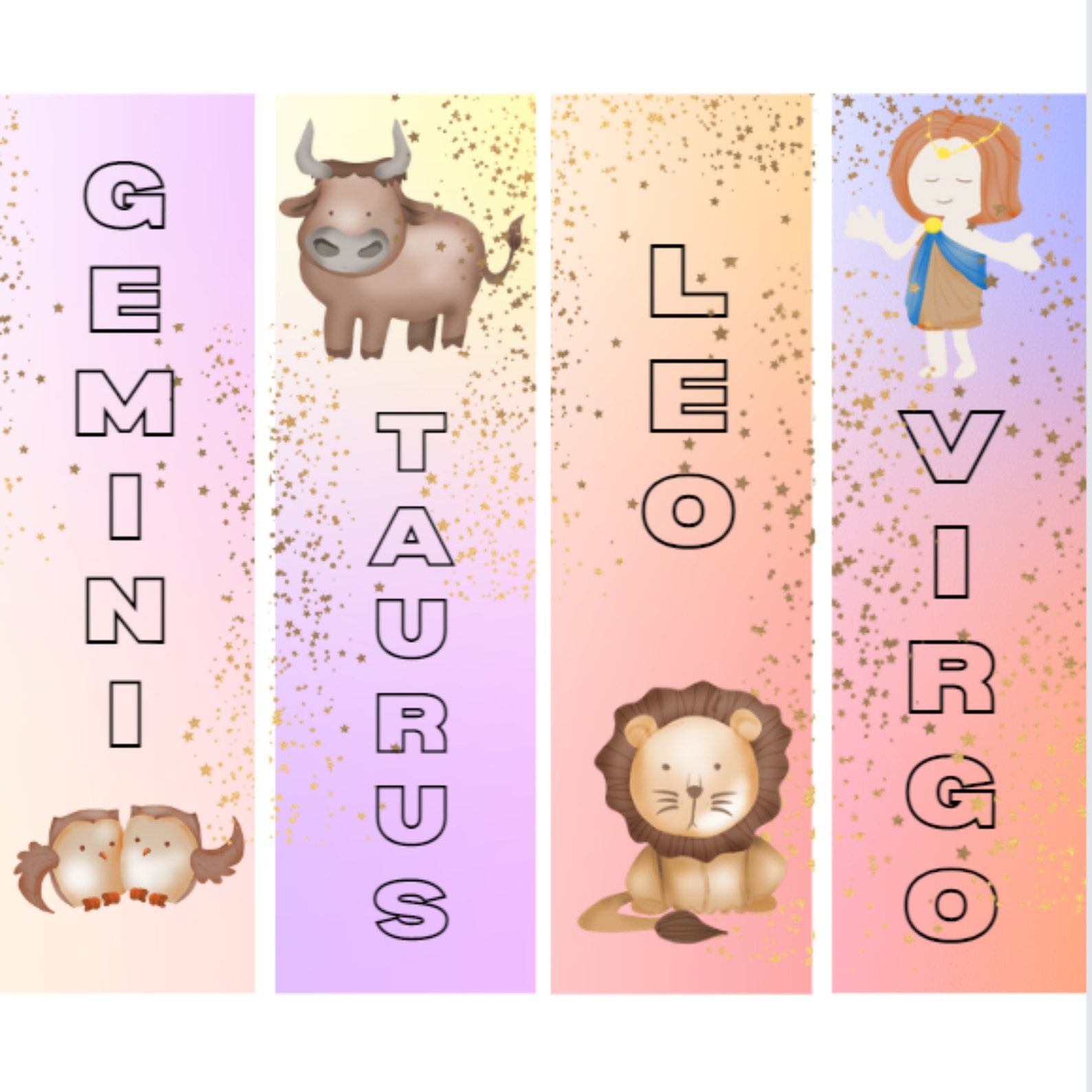 Zodiac Bookmarks - Zodiac Signs - Set of 12 - Digital Download ...