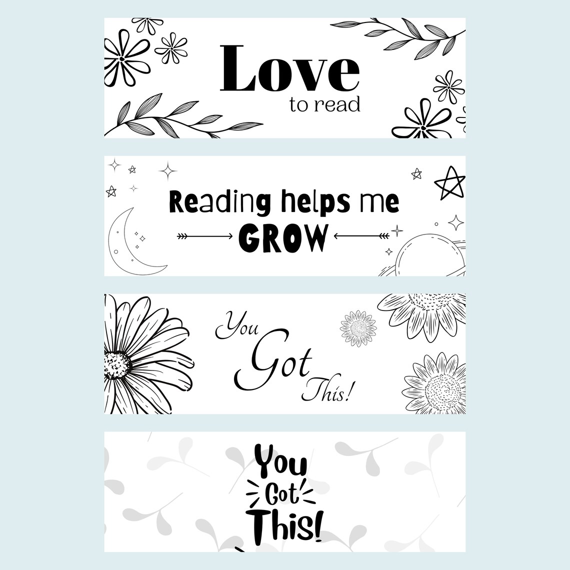 Black and White Printable Bookmarks - Book Lovers Bookmarks ...