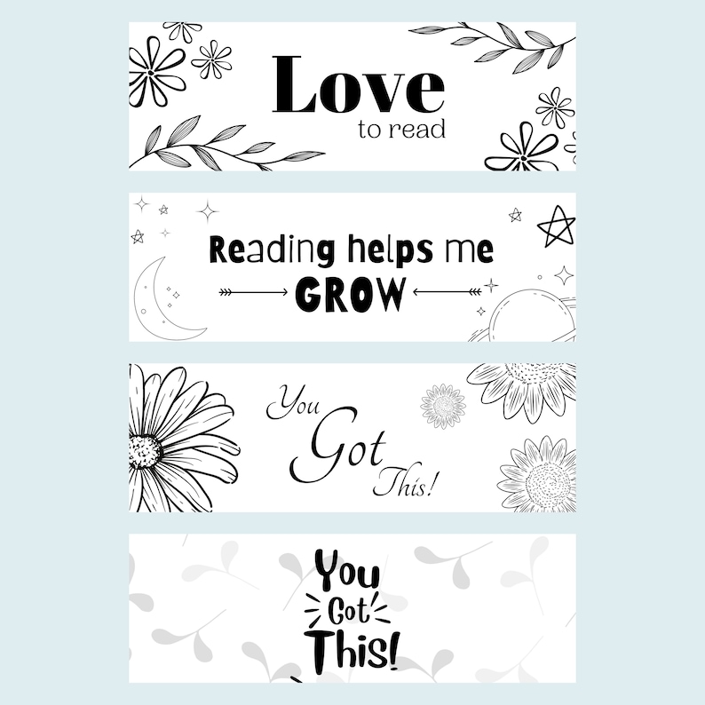 Black and White Printable Bookmarks - Book Lovers Bookmarks ...