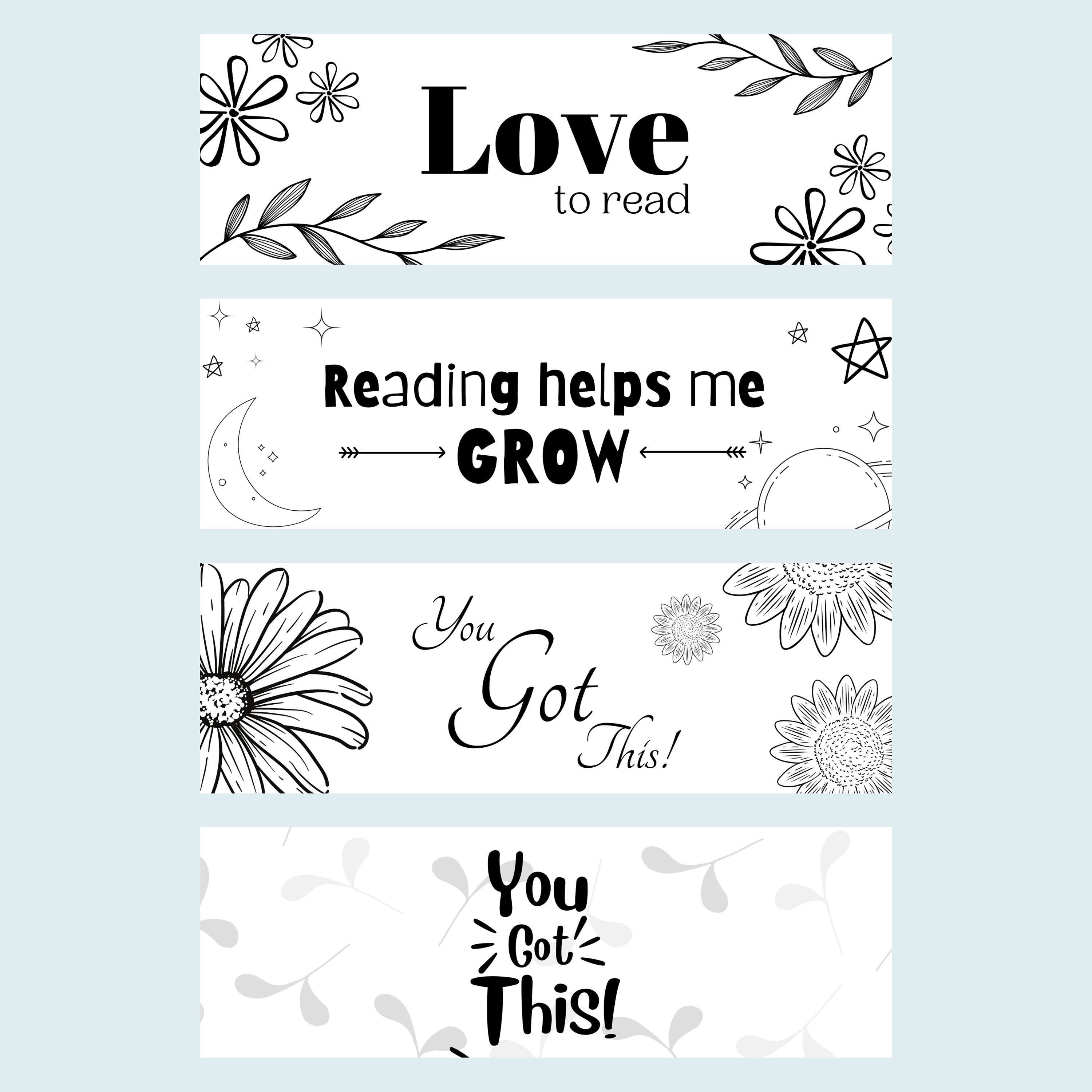 Black and White Printable Bookmarks - Book Lovers Bookmarks ...