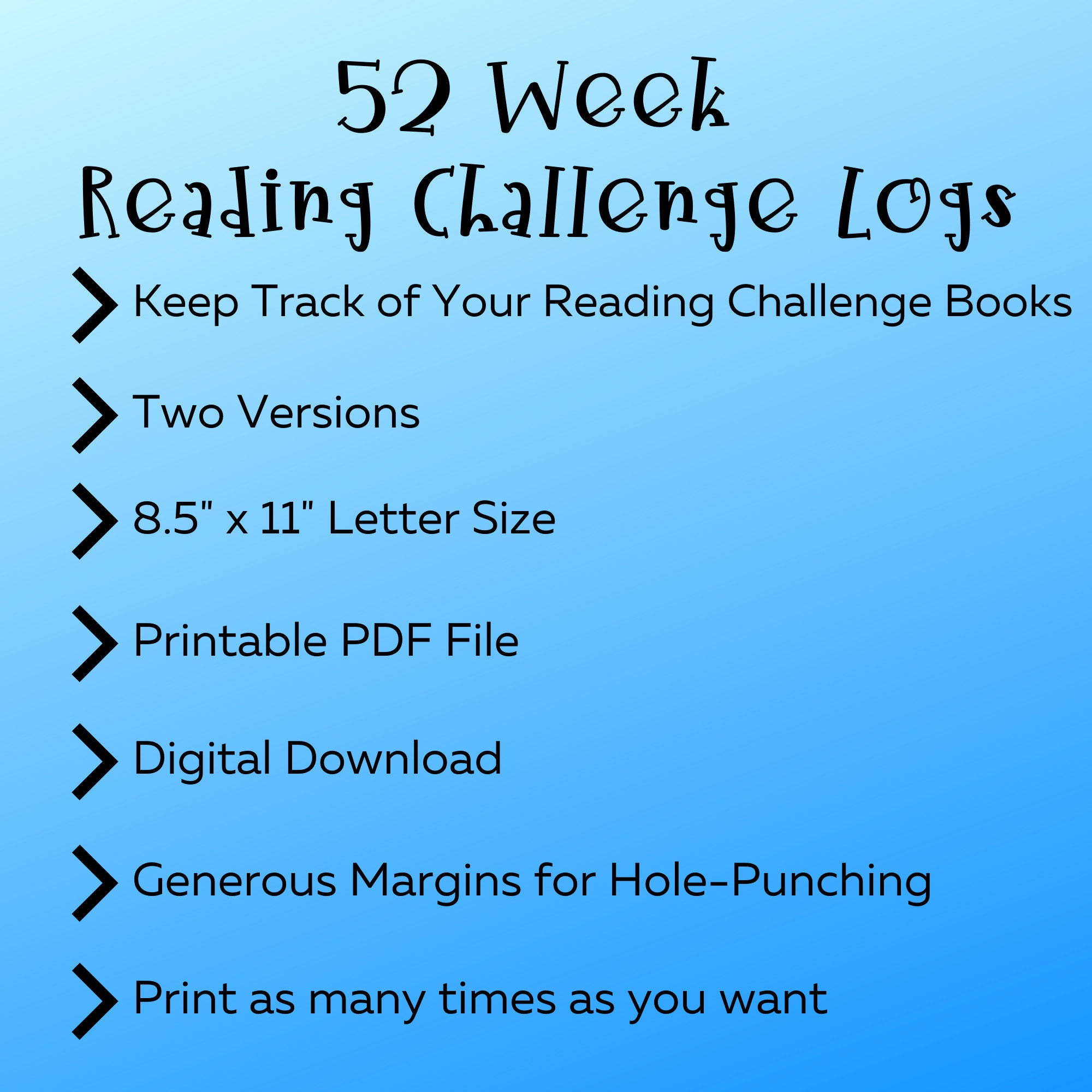 2026 Reading Challenge Tracker ~ 52 Weekly Prompts ~ Book Tracker ...