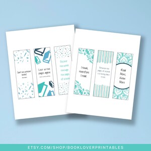 Set of 6 Reading Quote Bookmarks - Minimalist Reading Quotes Set ...
