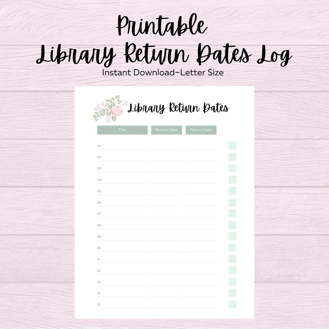 Library Book Return Date Tracker - Planner Page - Etsy