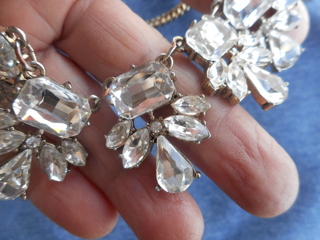 Loft Clear Faceted Rhinestone Cluster Choker Necklace Tons of Bling - Etsy