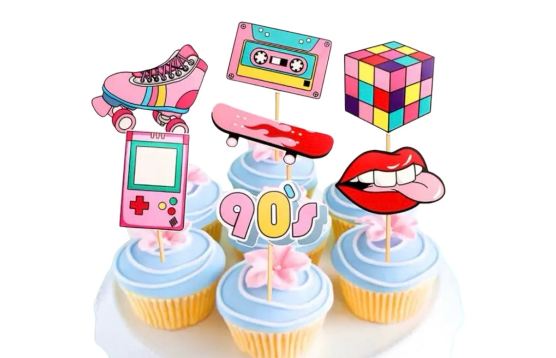 90s Theme Cupcake Toppers - Etsy