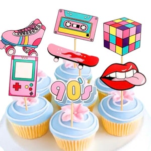 90’s Theme Cupcake Toppers - Etsy