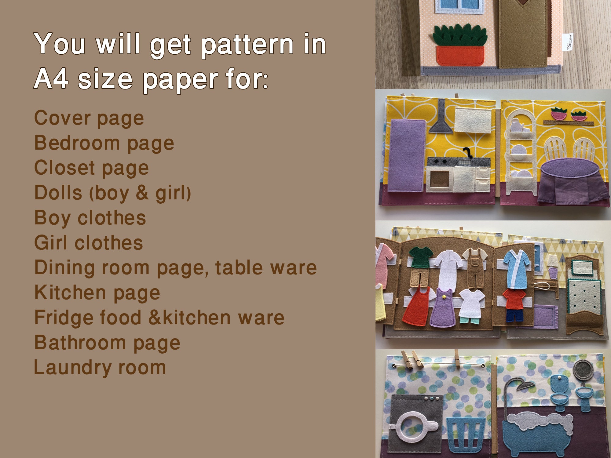Doll House Book quiet Book Pattern PDFSVG باترون الكتاب - Etsy UK