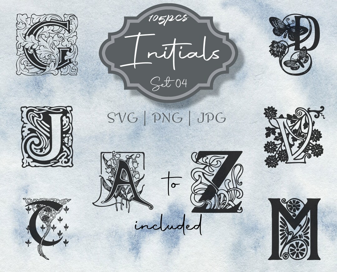 Floral Initials Set 04 Illustration Clipart - Vintage Commercial Use ...