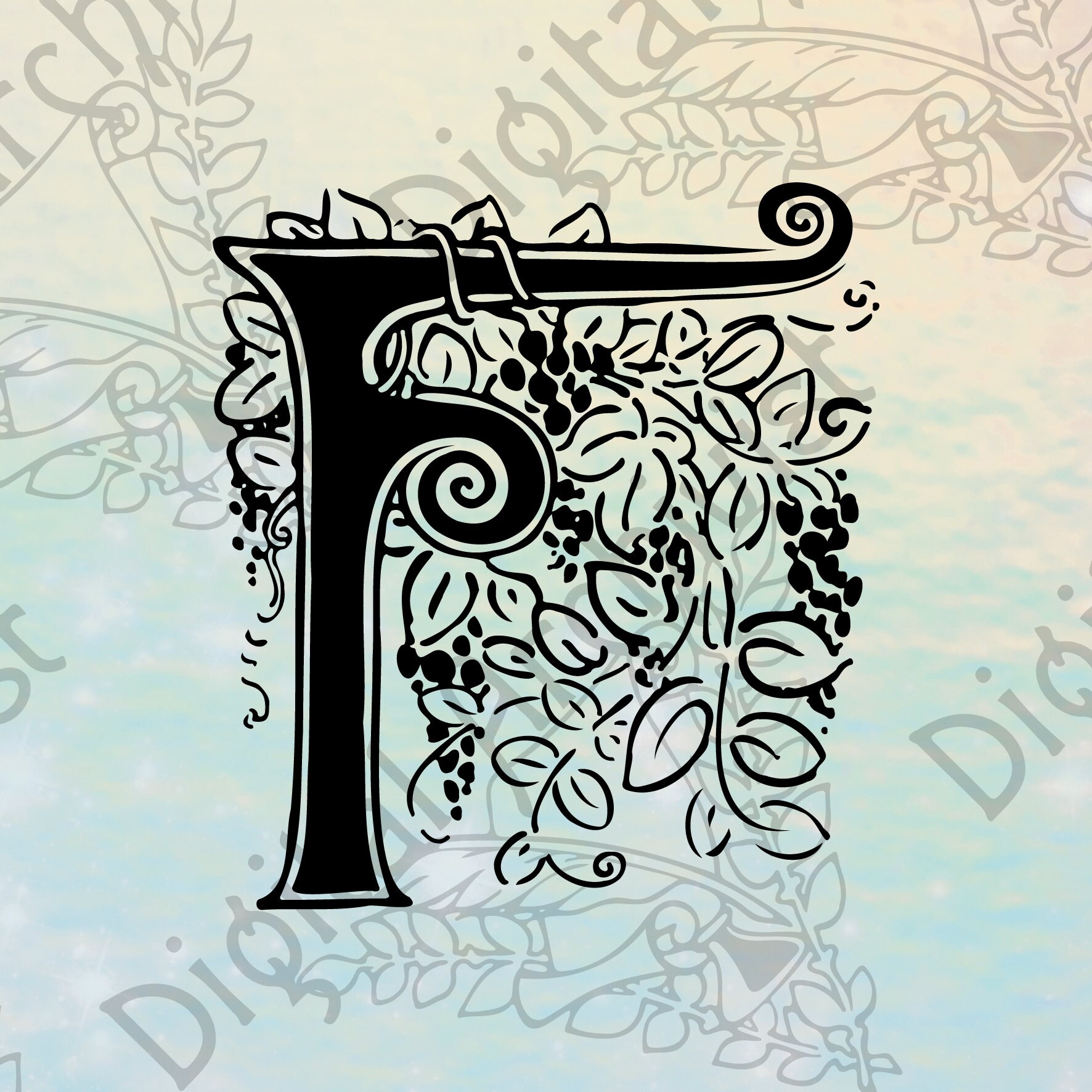 Floral Initials Set 02 Illustration Clipart - Vintage Commercial Use ...