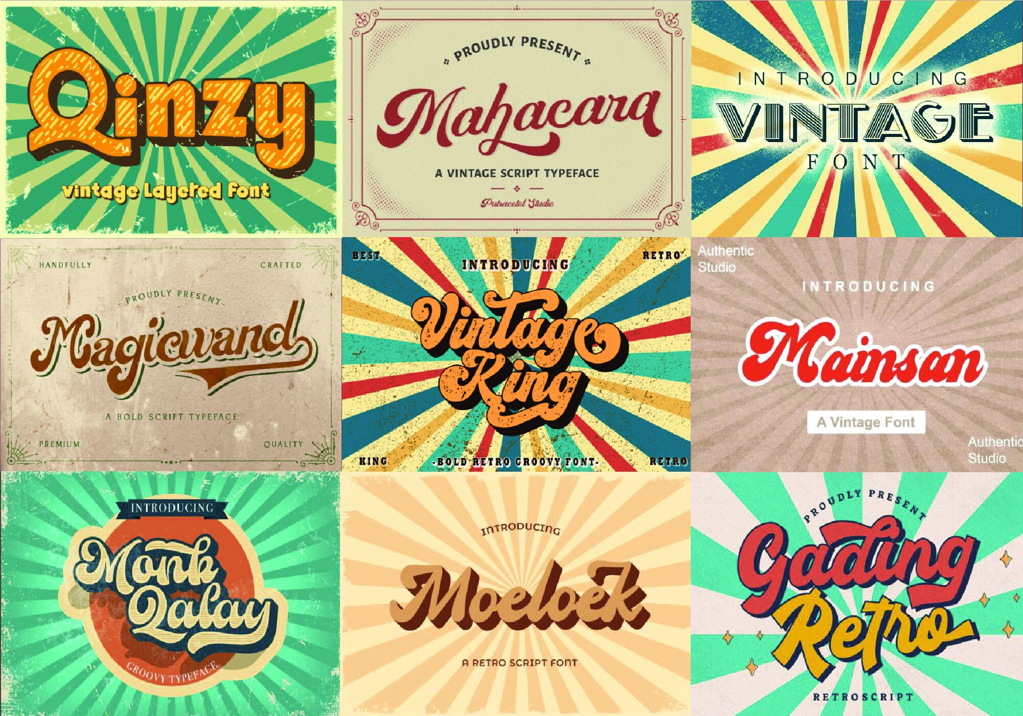 100 Retro Font Bundle Font with Tails 70s Font Groovy | Etsy