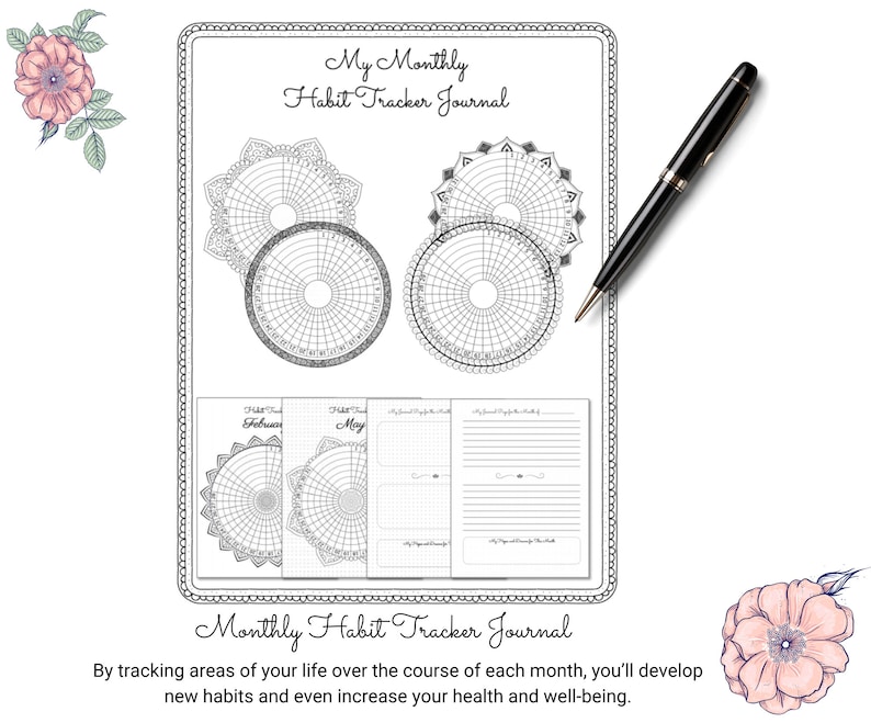 Mandala Monthly Habit Tracker and Journal - Etsy