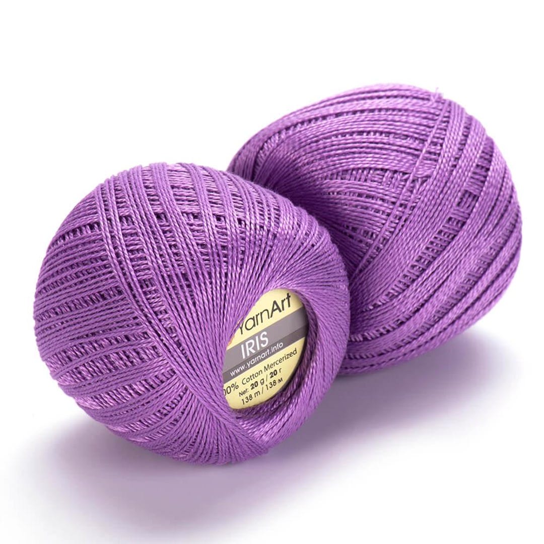 100% Mercerized Cotton Yarn Yarnart Iris, Knitting Crochet 0,88 Oz, 185 ...
