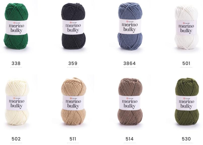 Yarnart Merino Bulky – Super Bulky Wool Blend Yarn 100g | Soft Warm ...