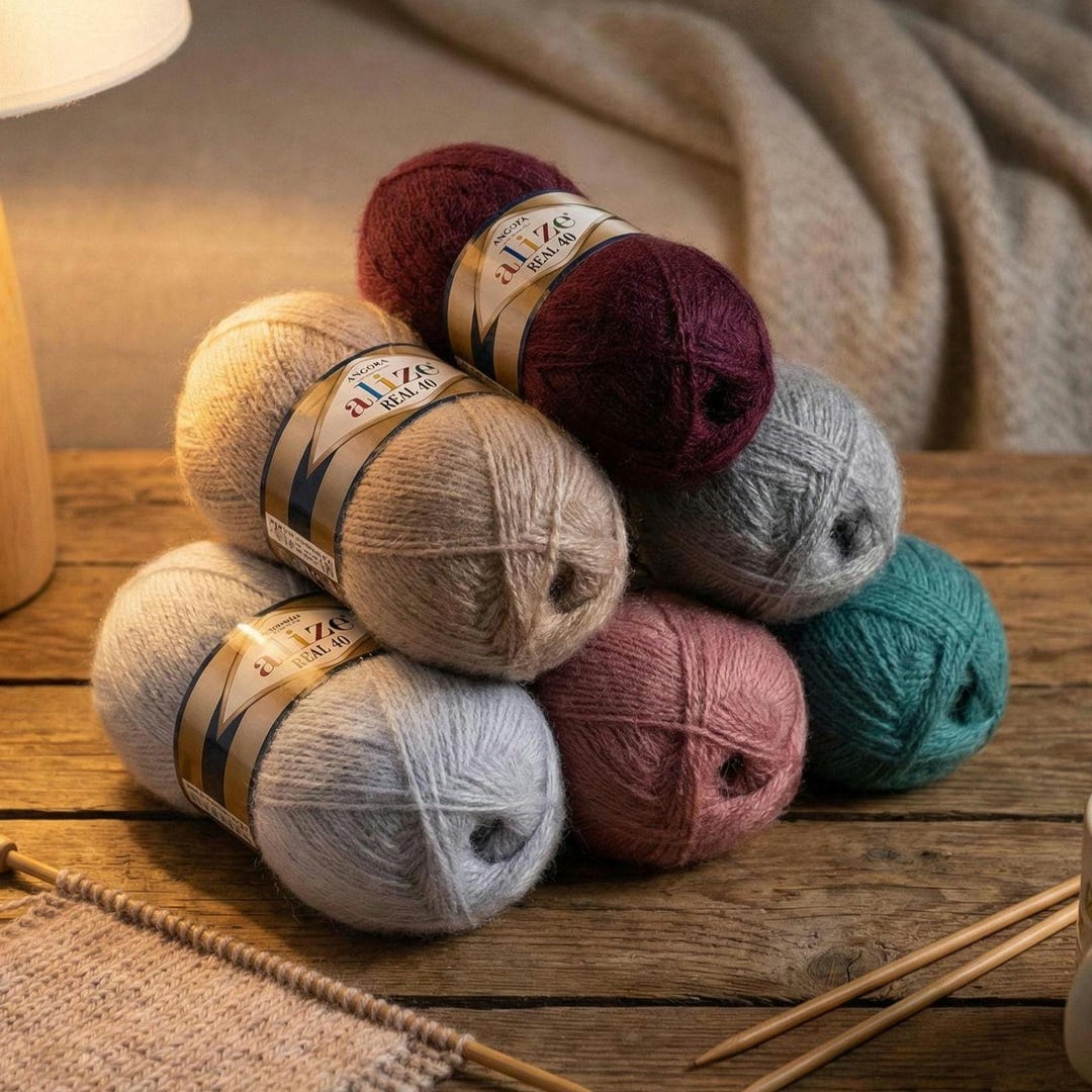 Alize Angora Real 40 Yarn – Soft Warm Wool Acrylic Blend for Knitting ...