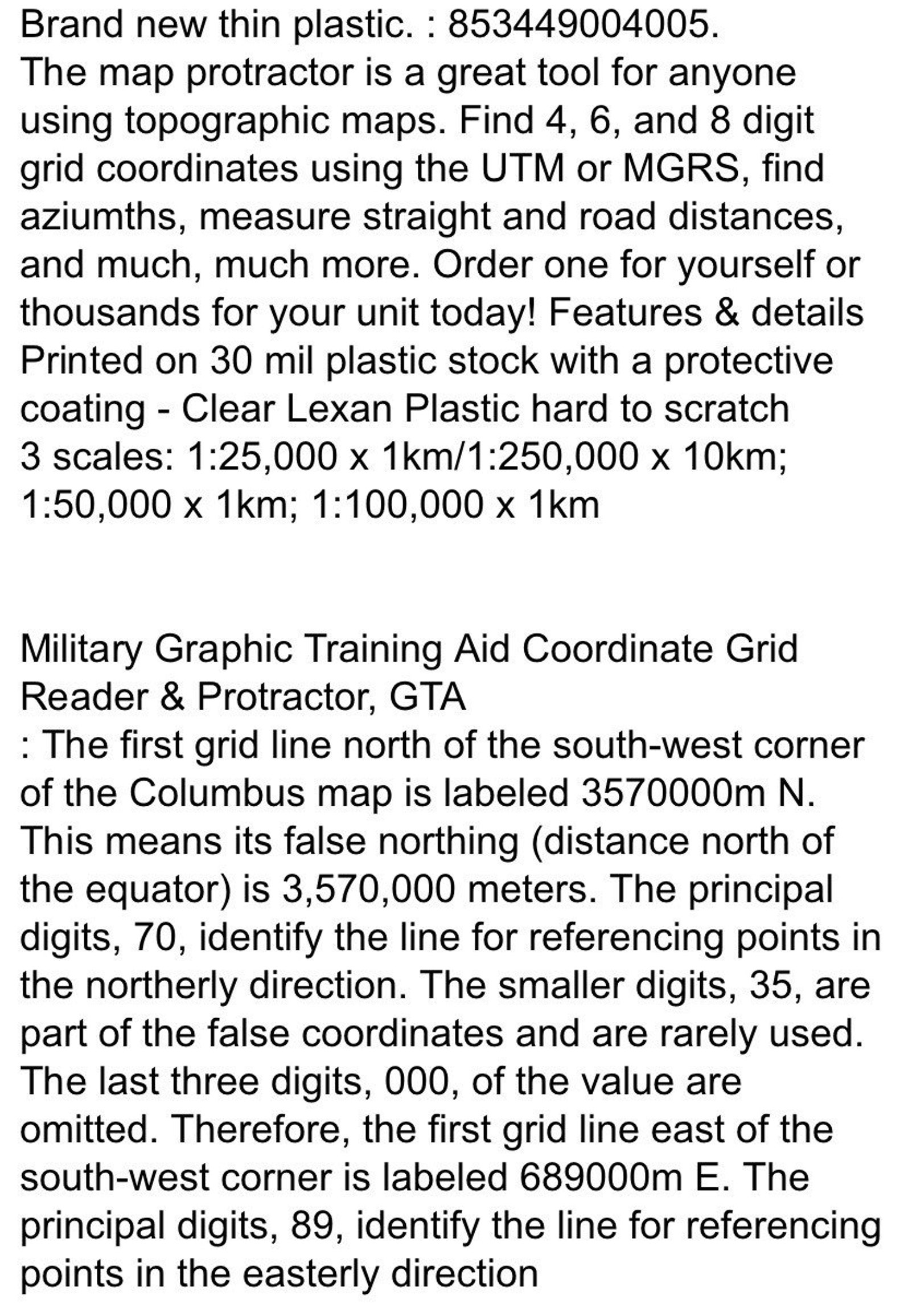 Super GTA Topographic Map Scale & Protractor Military UTM/MGRS Reader ...