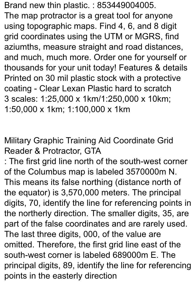 Super GTA Topographic Map Scale & Protractor Military UTM/MGRS Reader ...