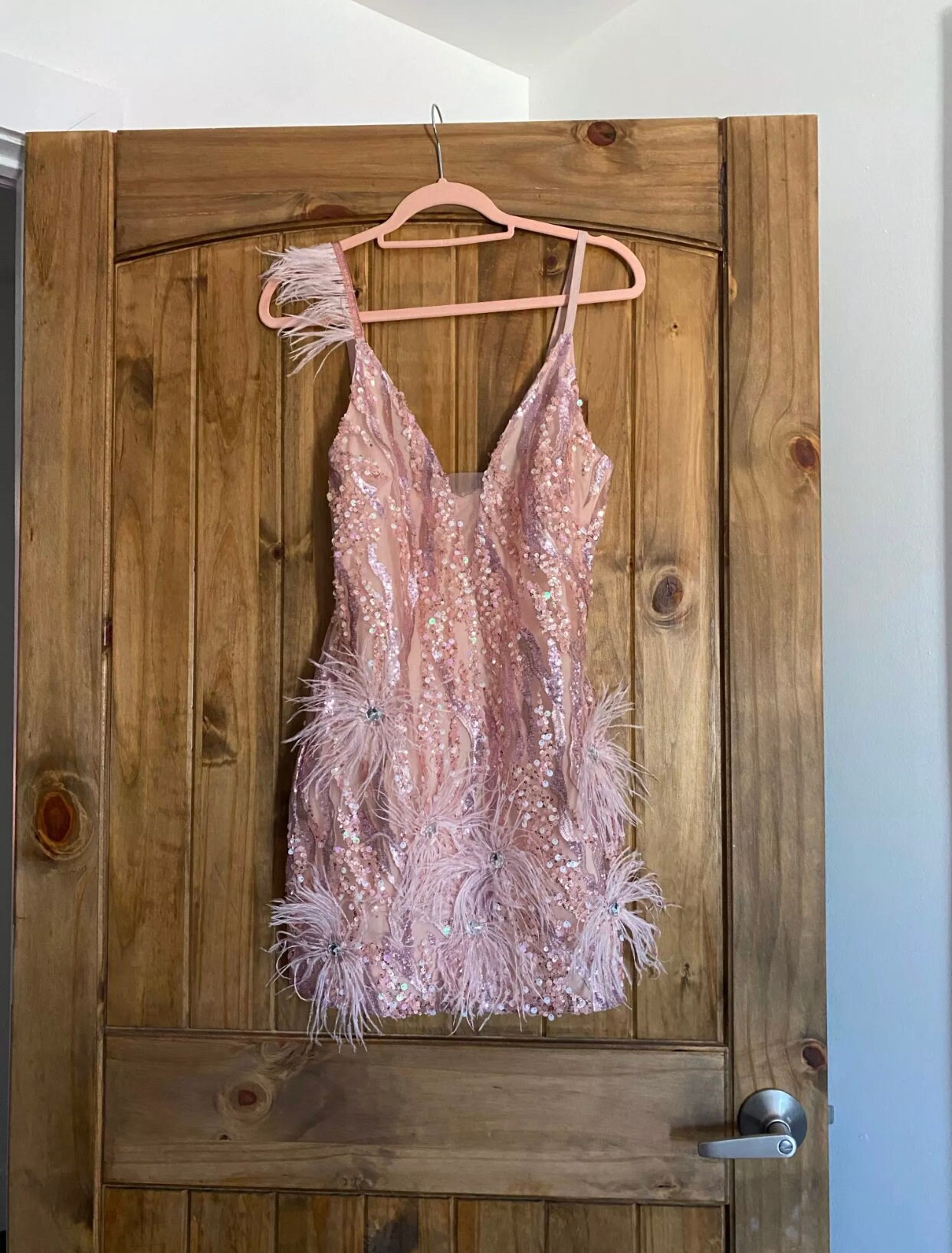 Rosa Mini Feder V-Ausschnitt Fashion Bodycon Kleid Nacht - Etsy