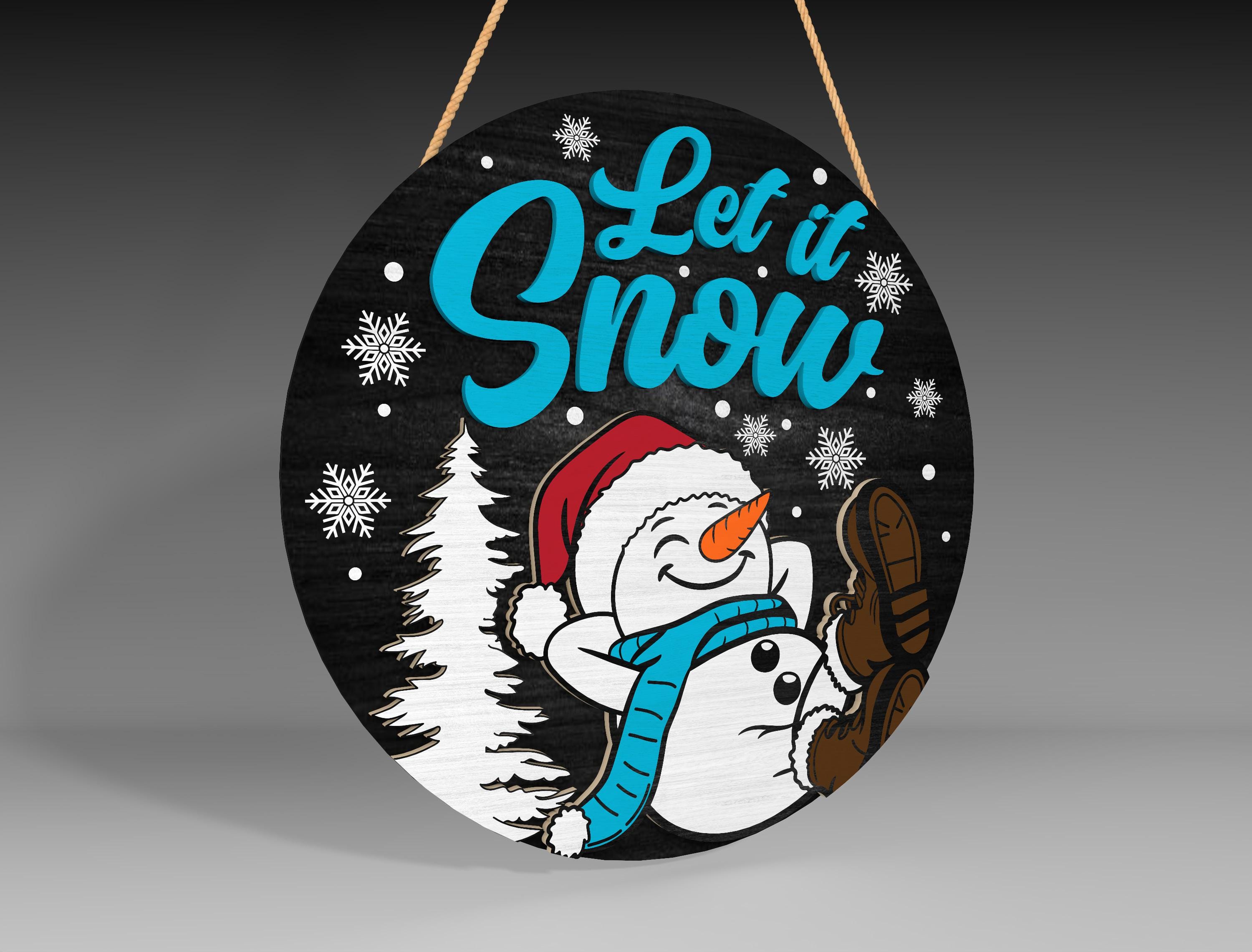 Funny Snowman Door Sign Lasercut File Svg, Let It Snow Svg,christmas ...