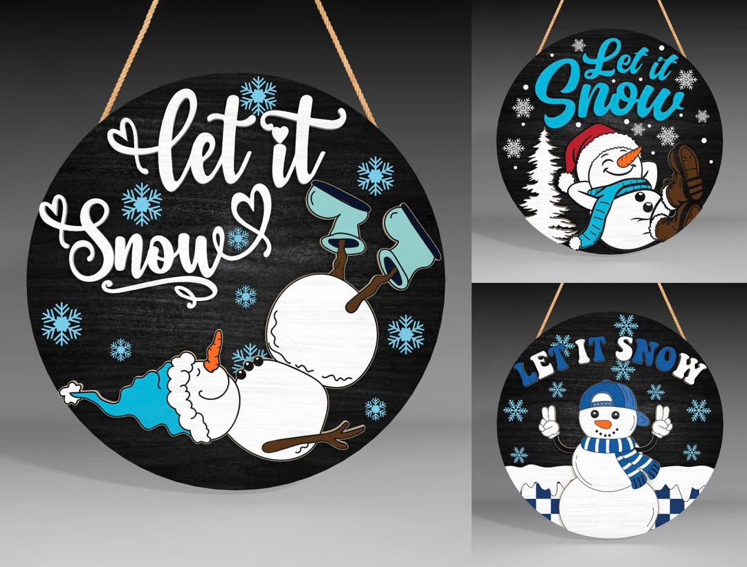 Funny Snowman Door Sign Lasercut File Svg, Let It Snow Svg,christmas ...