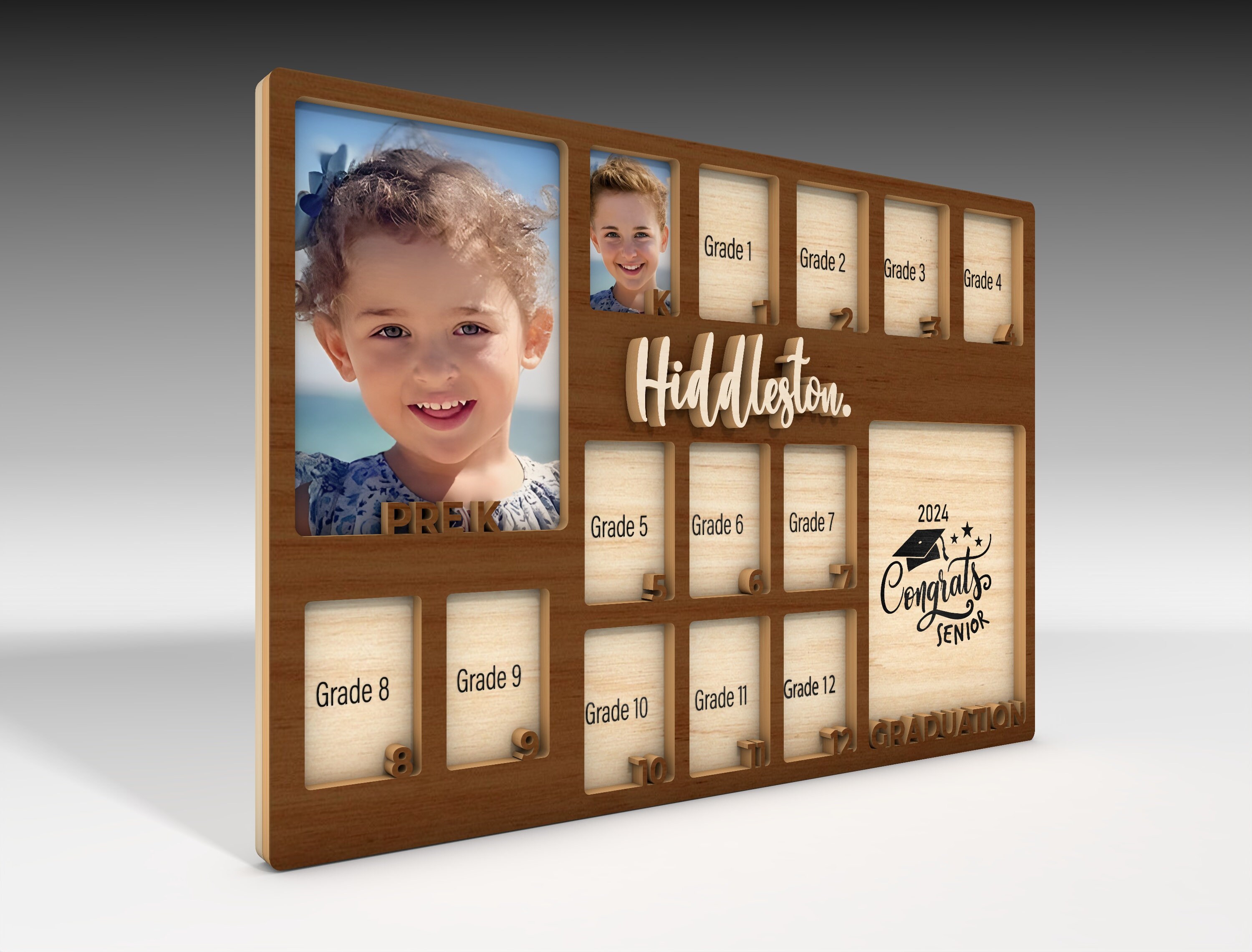Grade School Picture Frame Glowforge Laser File,school Year Picture ...