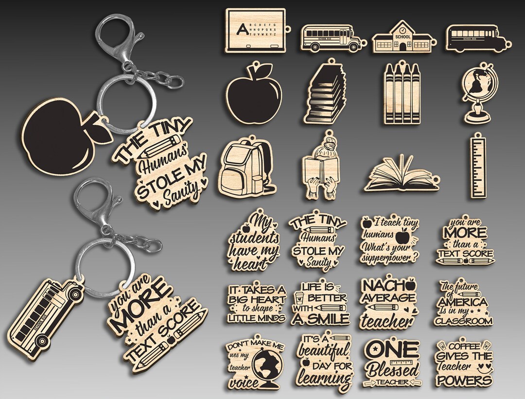 School Keychain Lasercut Svg Bundle,school Quotes and Sayings Svg ...