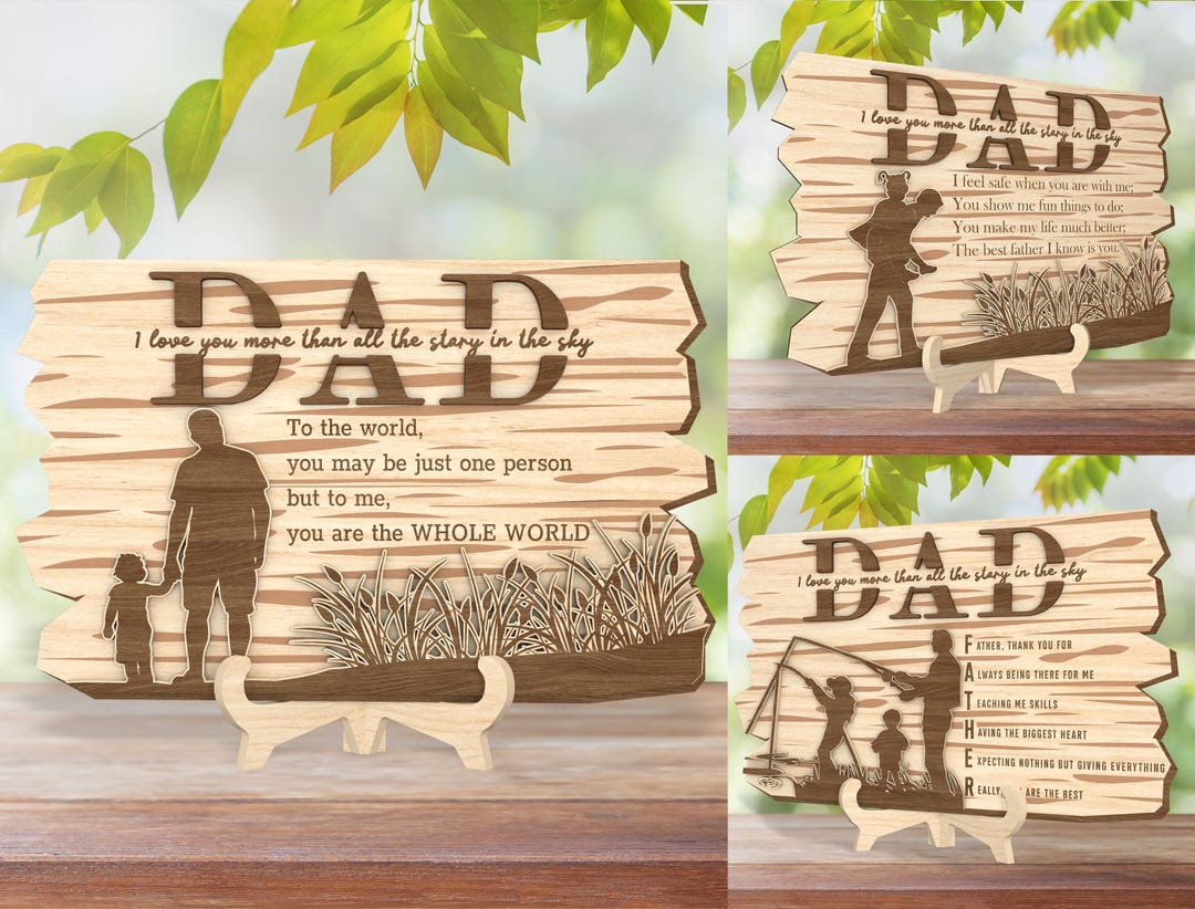 Personalized Father's Day Multilayer Standing Dad and Son 3D Happy ...