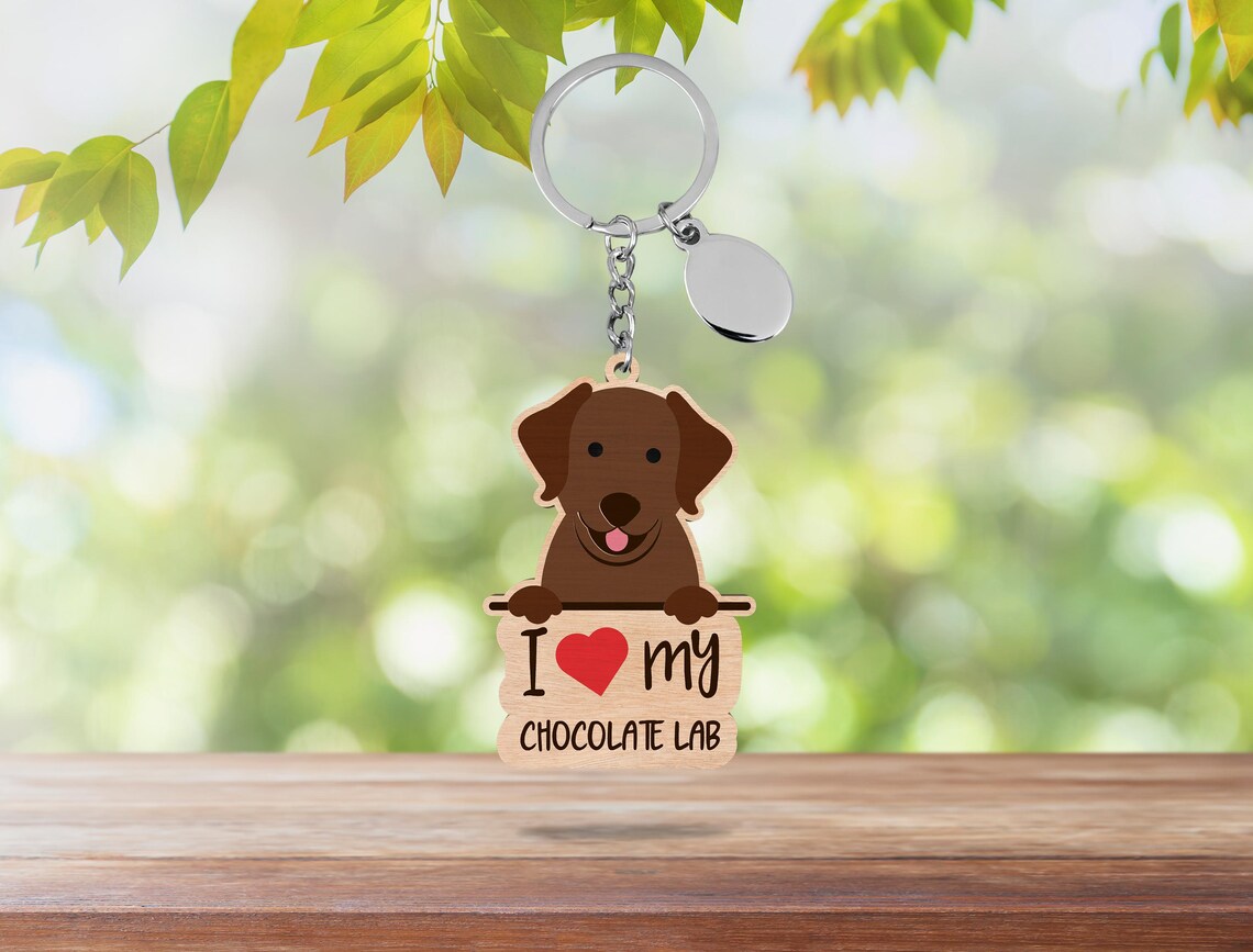I Love My Dog Themed Keychain Svg, Animal Lover Key Ring Svg, Wooden ...