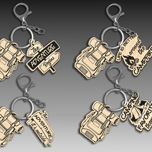Bundle Camping Keychain Lasercut Svg ,travel Keychains Svg,engraved ...