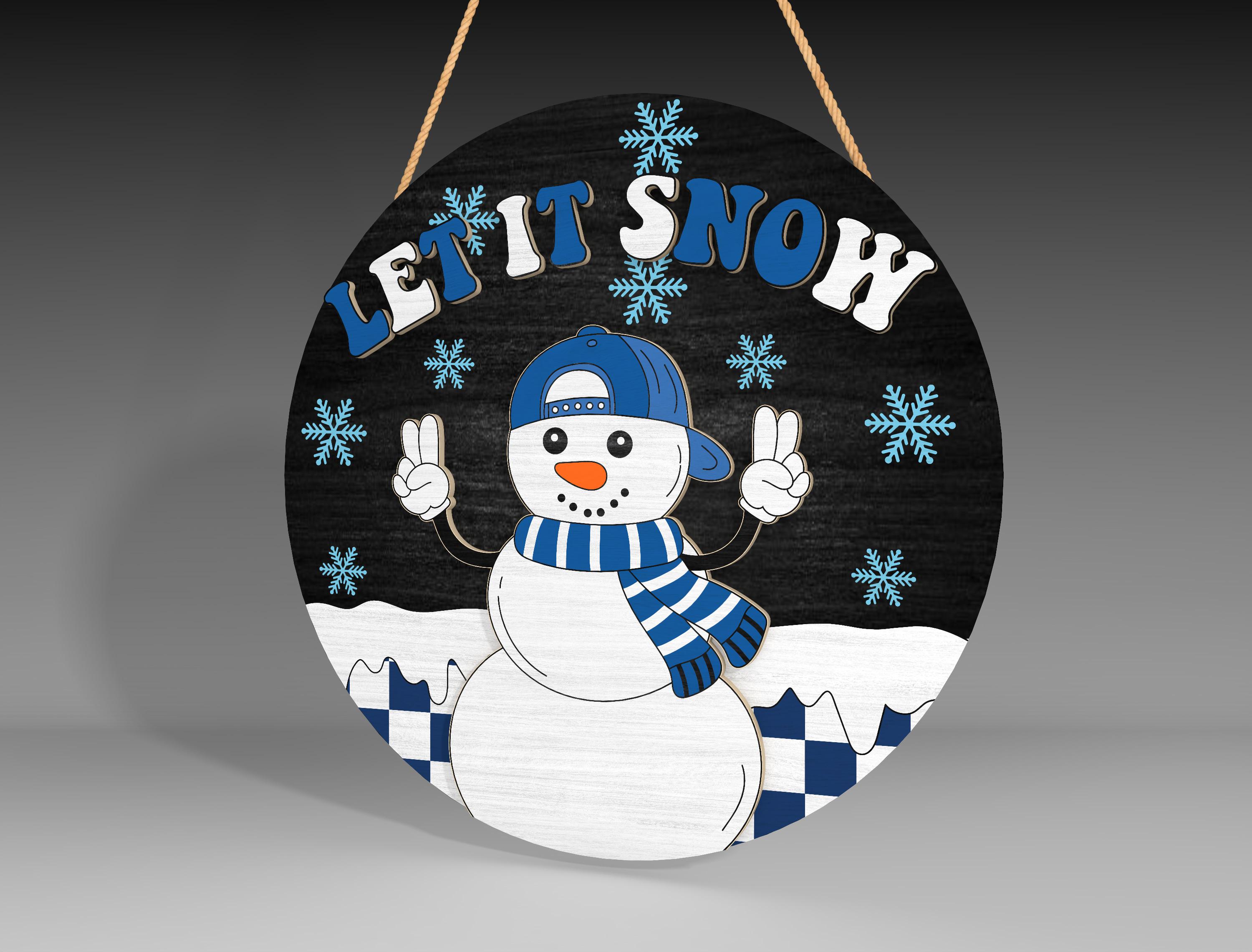 Funny Snowman Door Sign Lasercut File Svg, Let It Snow Svg,christmas ...