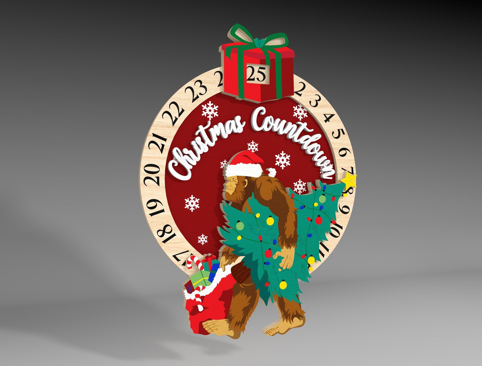 Bigfoot Christmas Countdown Lasercut File Svg ,days Until Christmas Svg ...