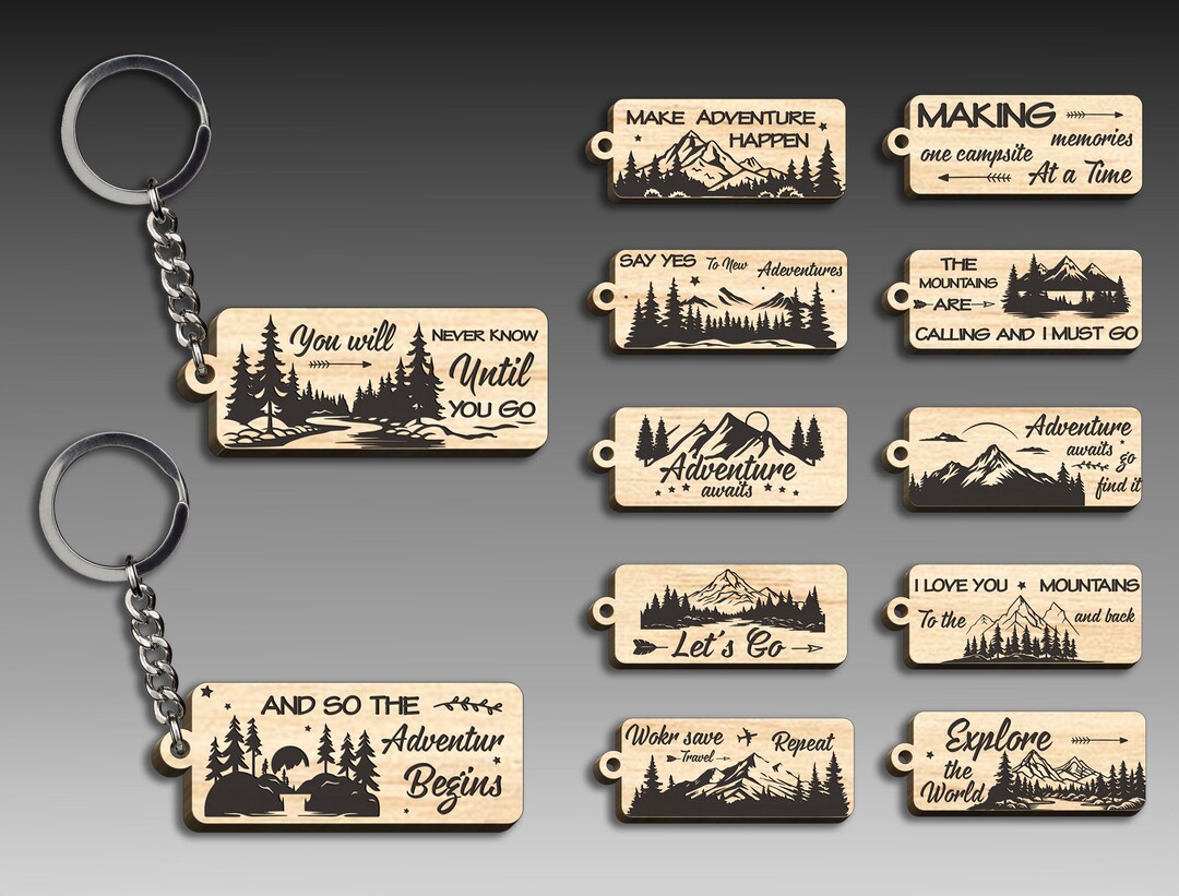 Adventures Keychain Lasercut Svg Bundle,vacation Keychain Svg,engraved ...