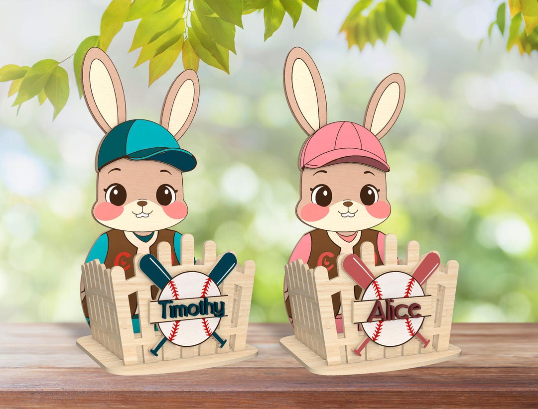 Personalized Baseball Bunny Holder Egg Easter Day Cut File Svg, Easter ...