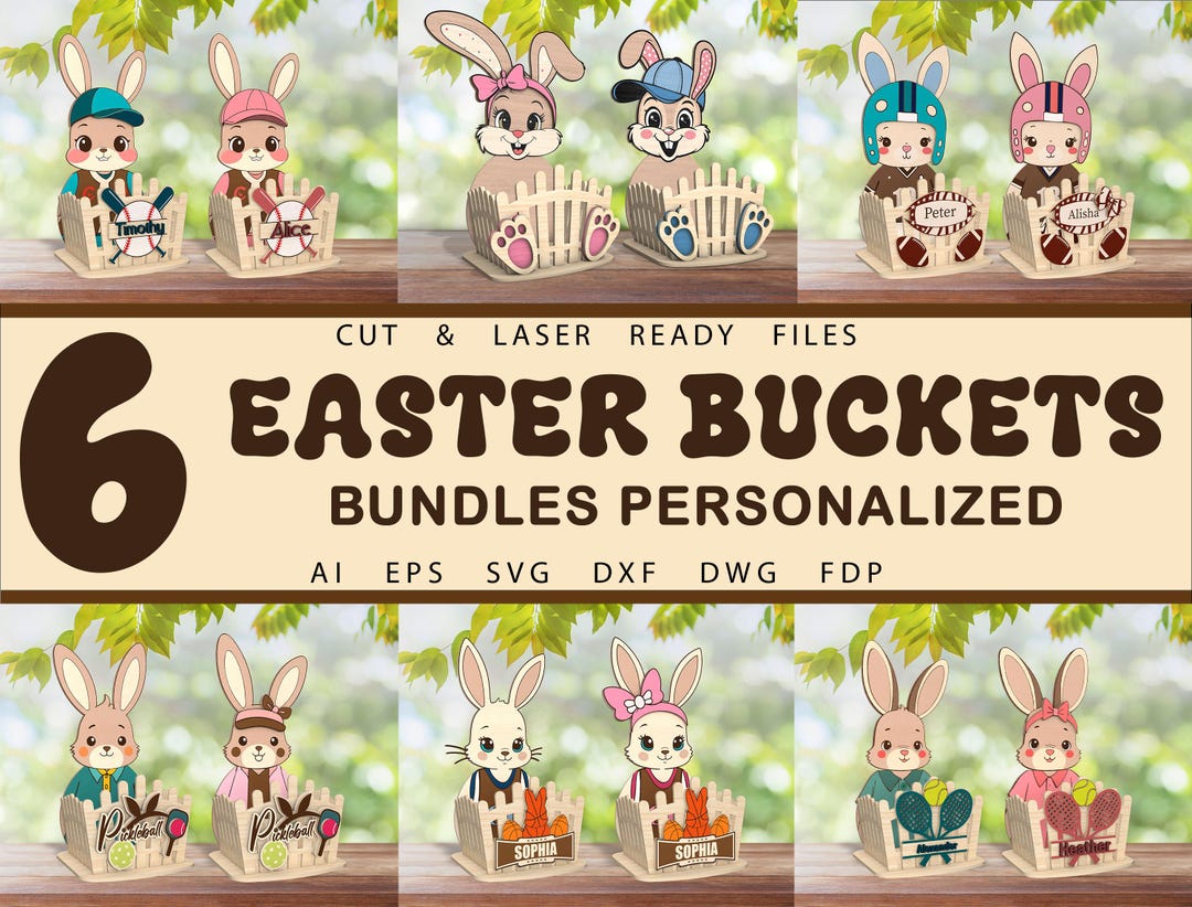 Easter Bundle Buckets Egg Holder Standing Lasercut File Svg, Easter ...