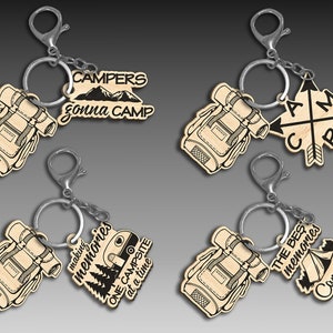 Bundle Camping Keychain Lasercut Svg ,travel Keychains Svg,engraved ...