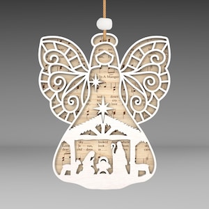 Christmas Angel Ornament Svg, Music Sheet Nativity Ornaments Svg ...