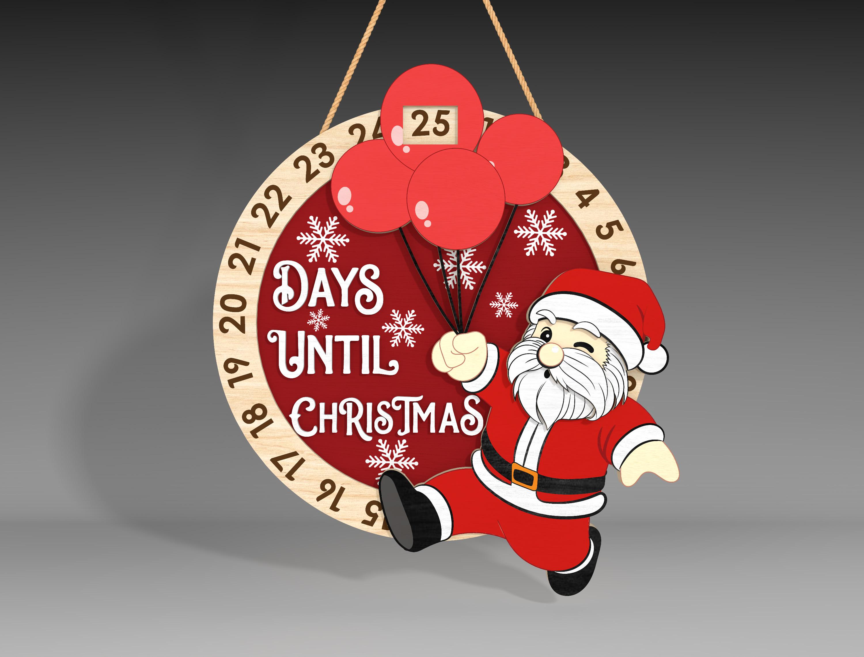 Santa Christmas Countdown Lasercut File Svg ,days Until Christmas Svg ...