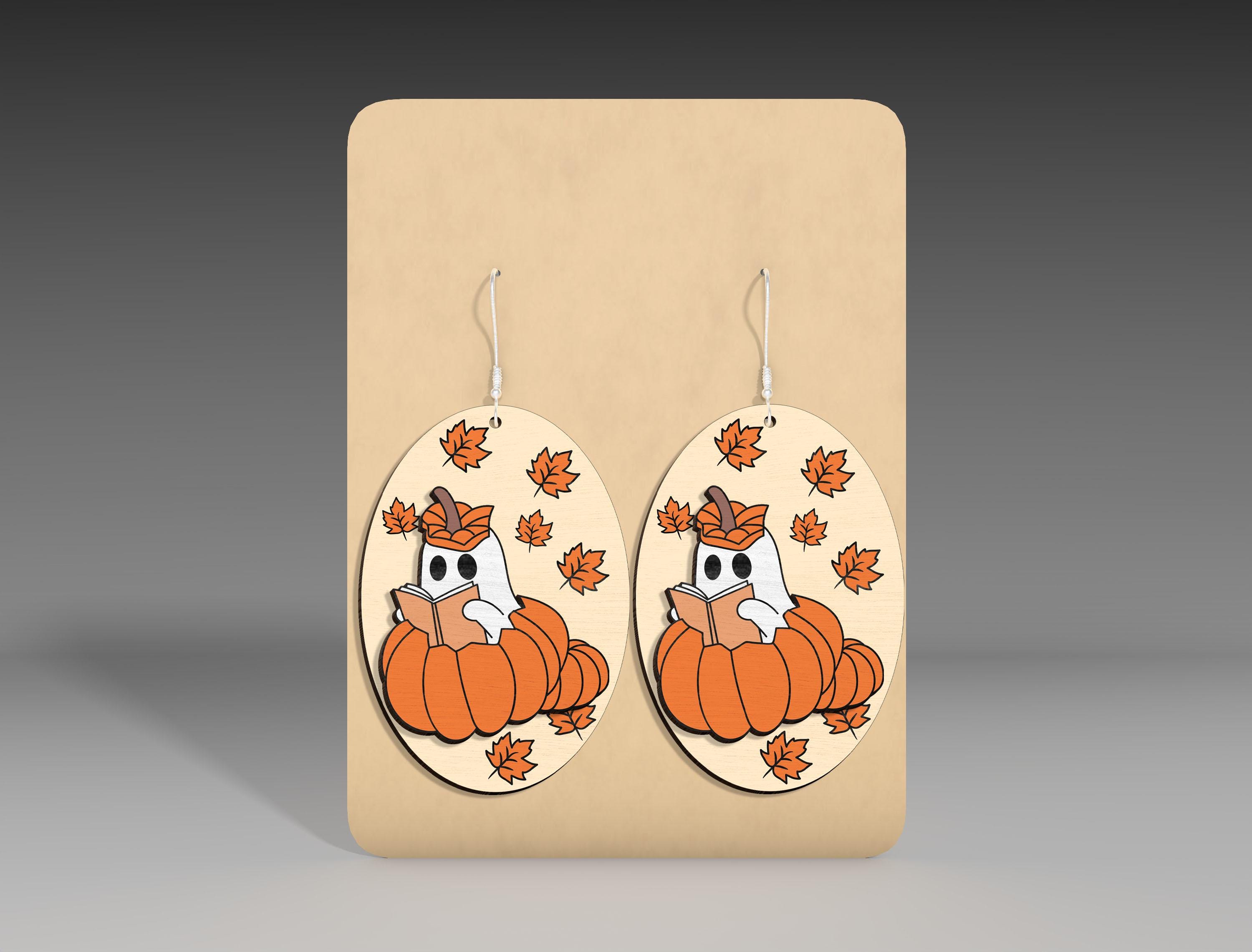Cute Ghost Earring Wood Laser Cut File Svg ,halloween Earrings Svg ...