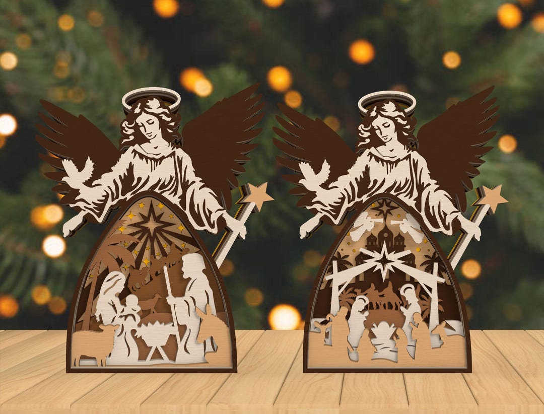 3D Multilayered Angel Standing Svg, Nativity Scene Lasercut File Svg ...