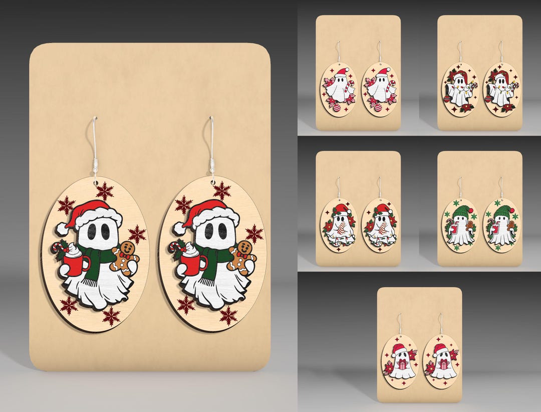 Christmas Ghost Earrings Laser Cut File Svg ,cute Ghost Christmas ...