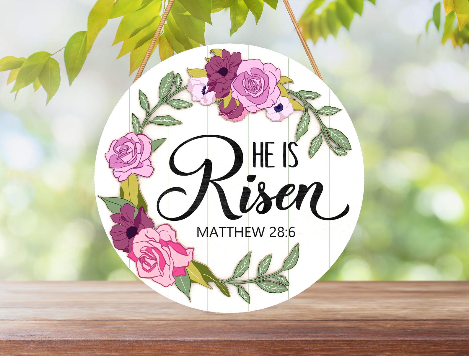 Happy Easter's Day He is Risen Door Sign Lasercut File Svg, Easter ...