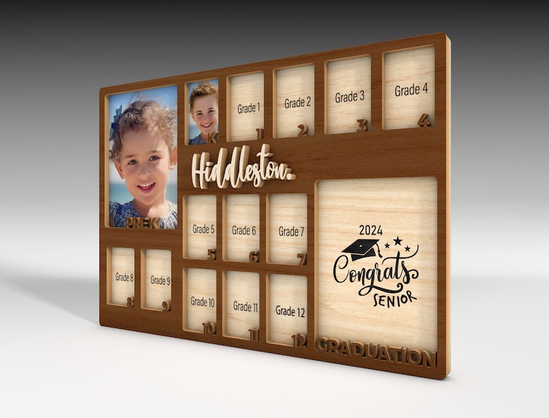 Grade School Picture Frame Glowforge Laser File,school Year Picture ...