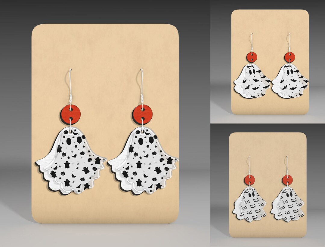 Cute Ghost Halloween Earrings Svg ,ghost Earrings Svg,halloween Cute ...