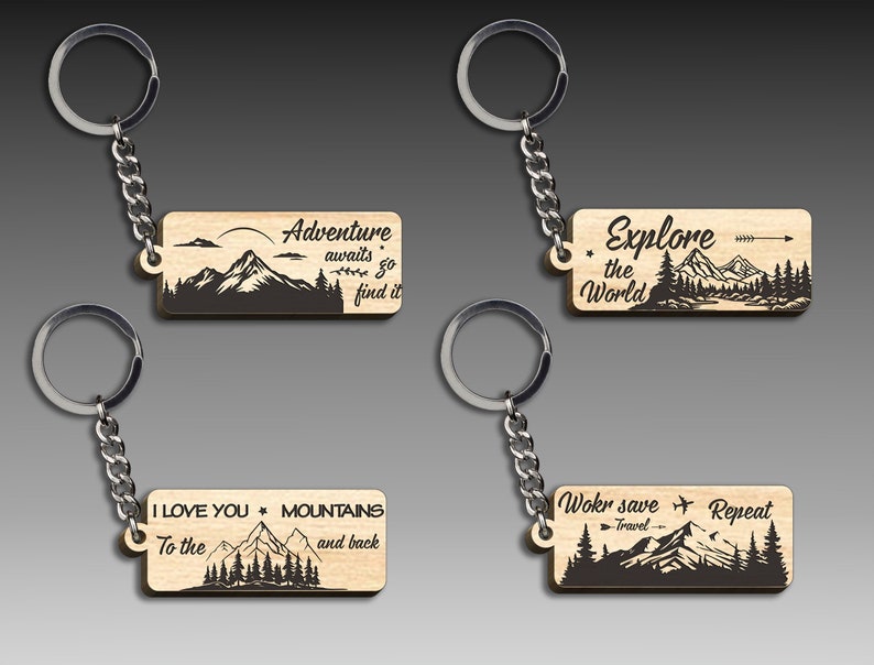Adventures Keychain Lasercut Svg Bundle,vacation Keychain Svg,engraved ...