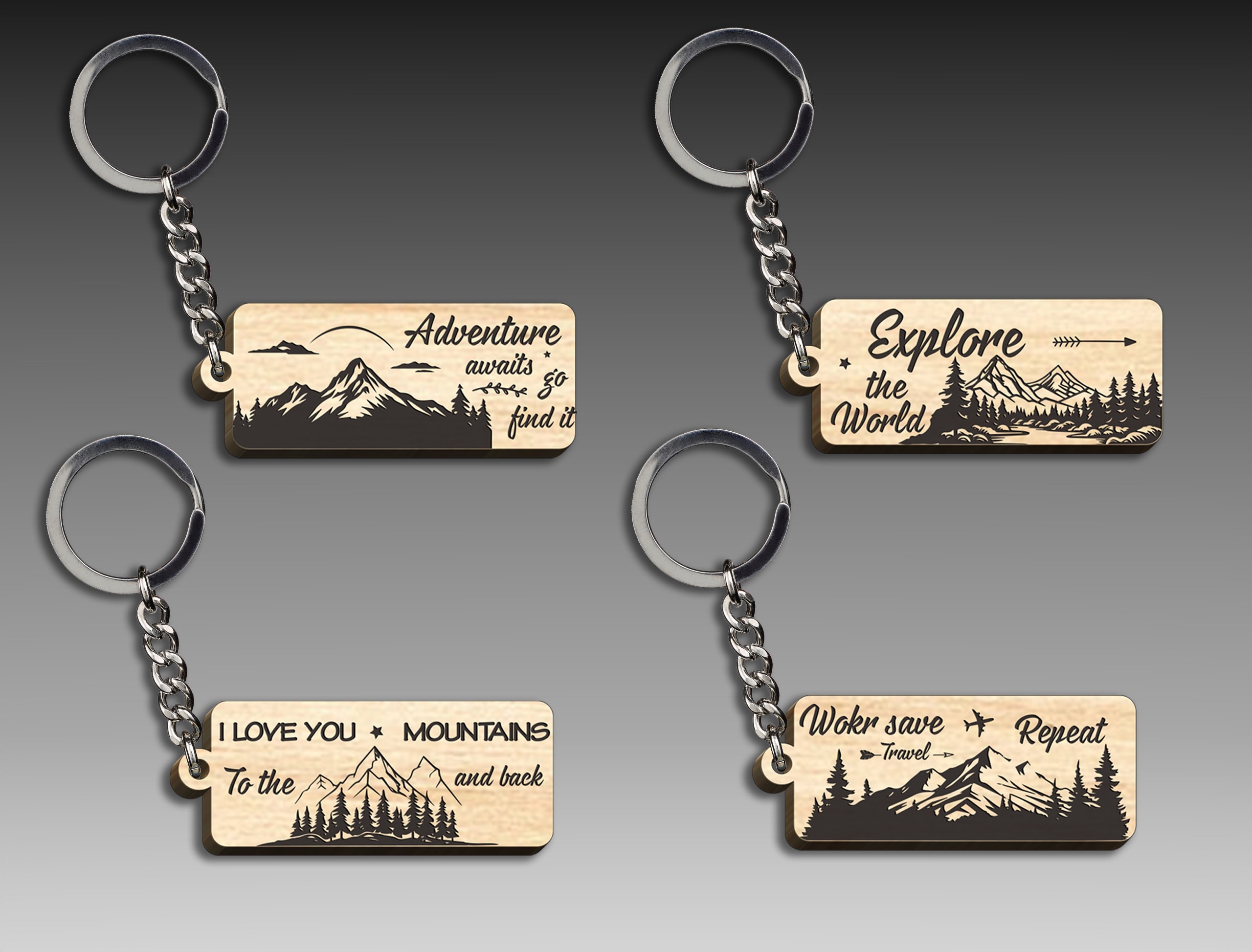 Adventures Keychain Lasercut Svg Bundle,vacation Keychain Svg,engraved ...